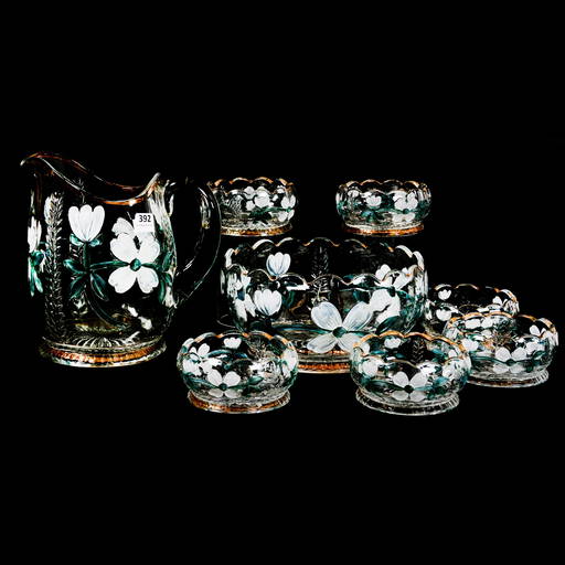 Pattern Glass Set, Eight Piece, Art Navo Pattern