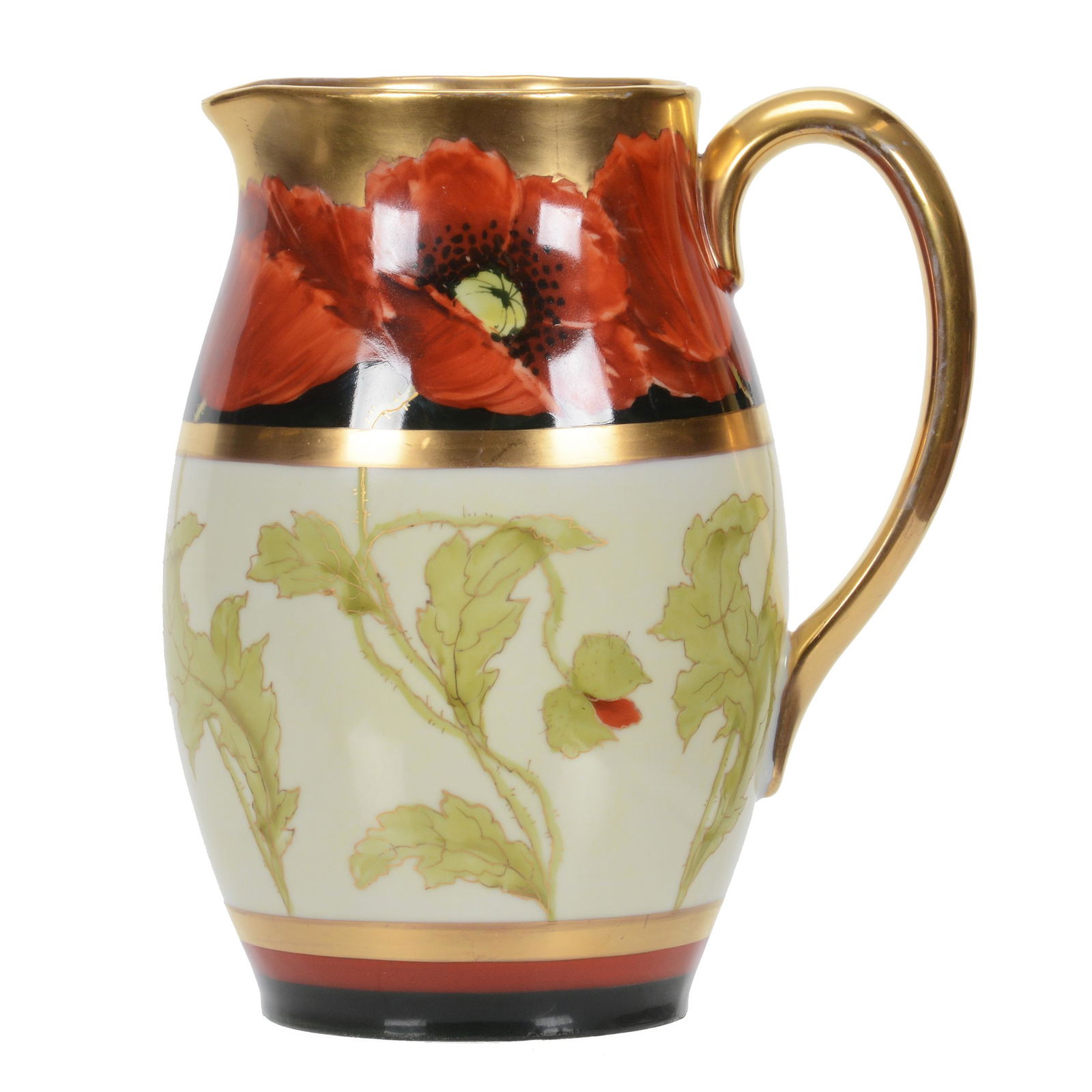 Pitcher, Pickard Mark #5, Poppy And Black Pattern