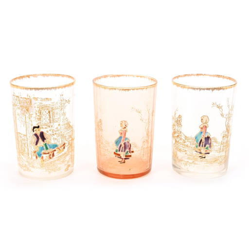 (3) Tumblers, Bohemian Art Glass By Rossler