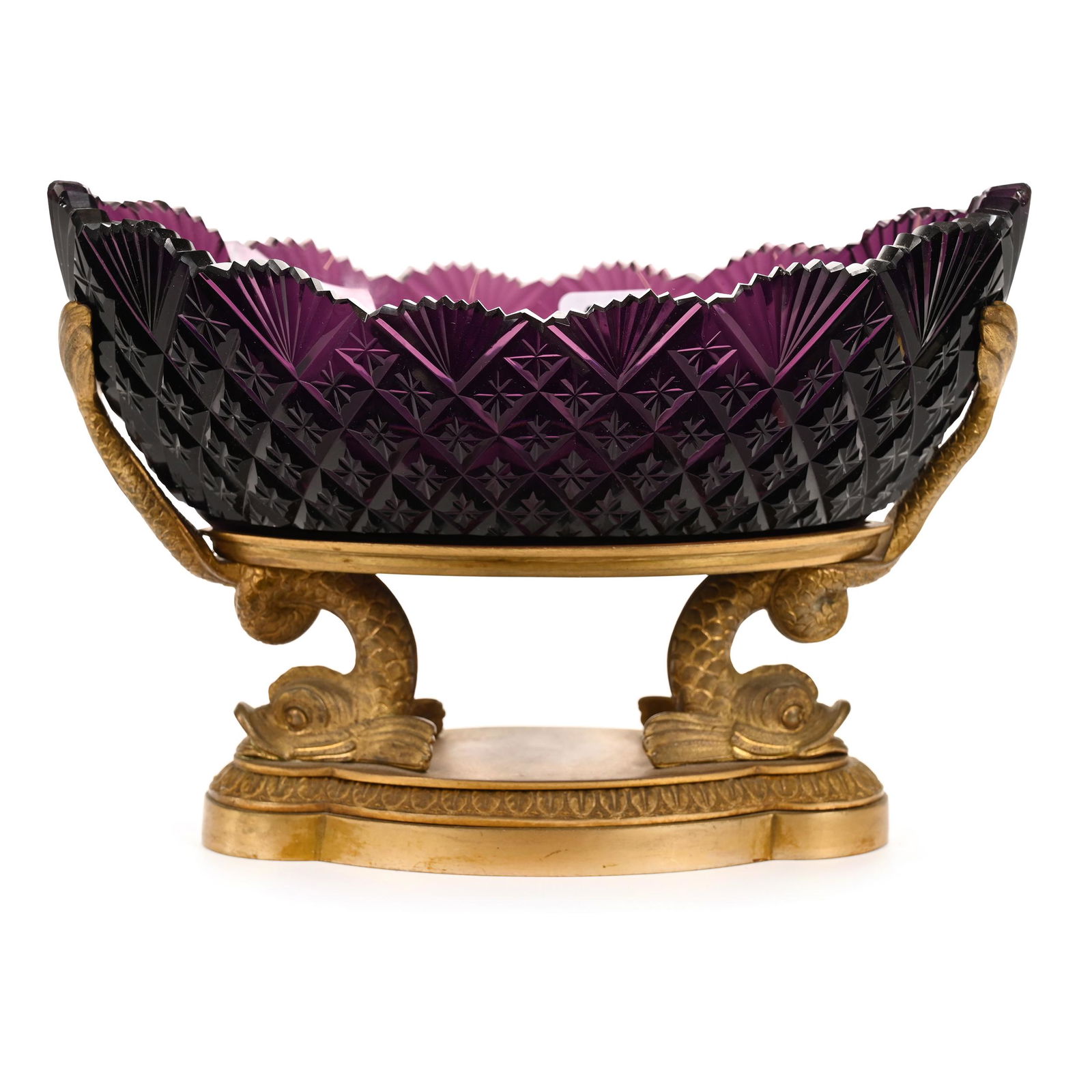 Pedestal Bowl, Solid Amethyst Art Glass