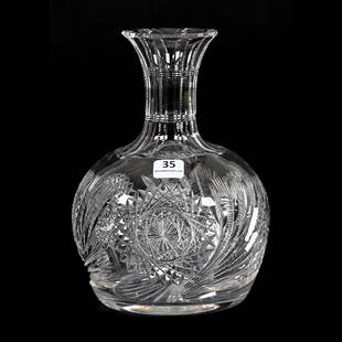 Bowl, American Brilliant Cut Glass, Signed J. Hoare Comet Pattern