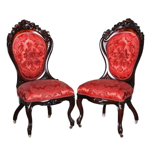 Pair Parlor Chairs By Belter, Laminated Rosewood