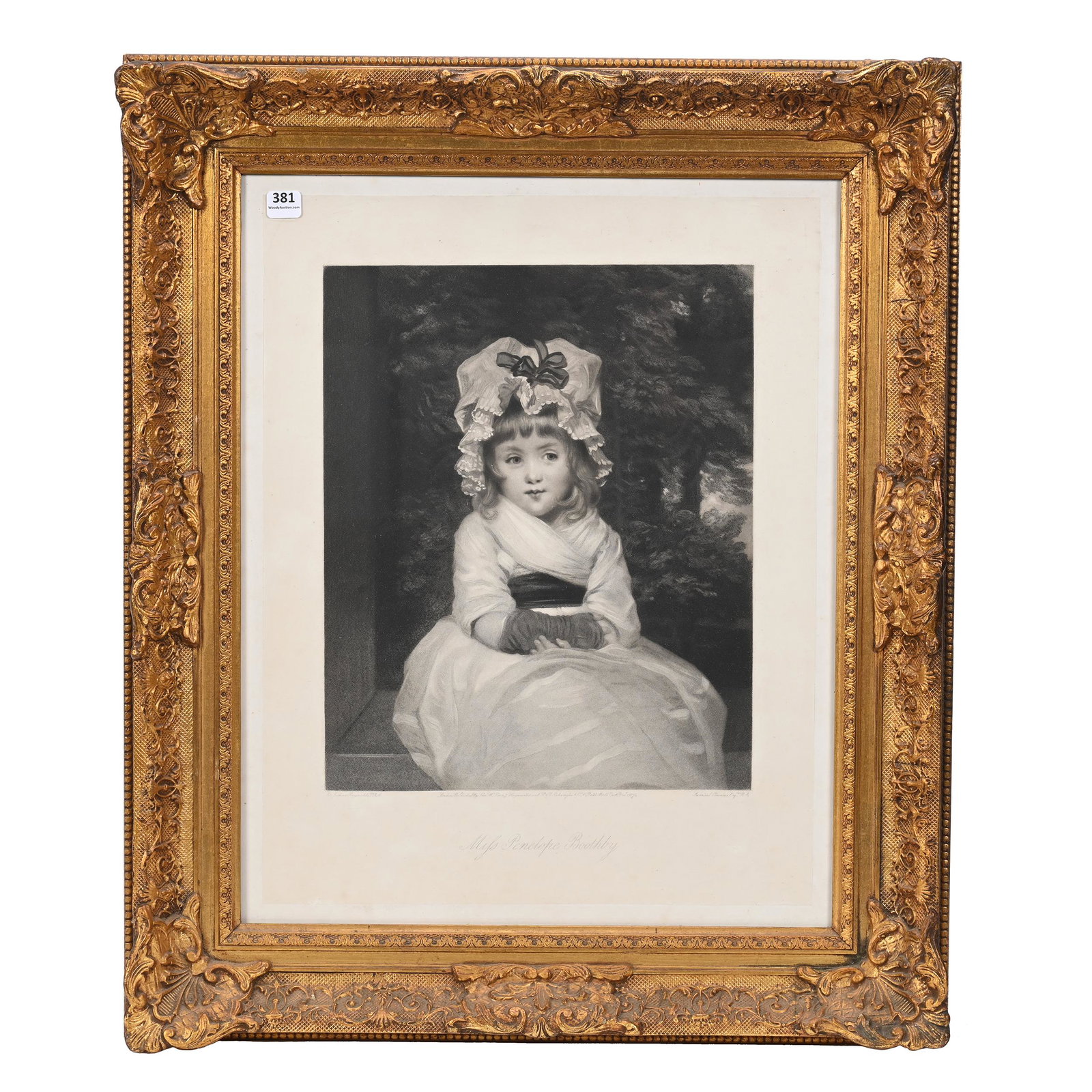 Framed Etching Dated 1874, "miss Penelope Boothby"