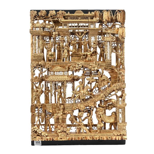 Carved And Gilded Chinese Wood Panel