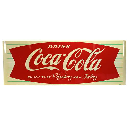 Large Vintage Tin Sled Sign, Coca Cola, 1960's