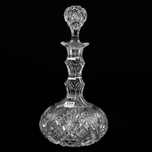 Early Cut Glass Decanter By Libbey In Harvard Pattern