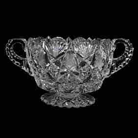 A RARE Monumental American Brilliant Period Cut Glass Vase Two Handles ...