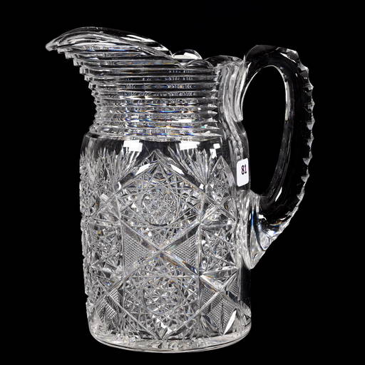 Pitcher, American Brilliant Cut Glass, Monarch Pattern By J. Hoare
