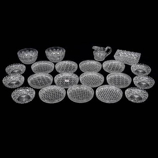 (21) Items, American Brilliant Cut Glass, Russian Pattern