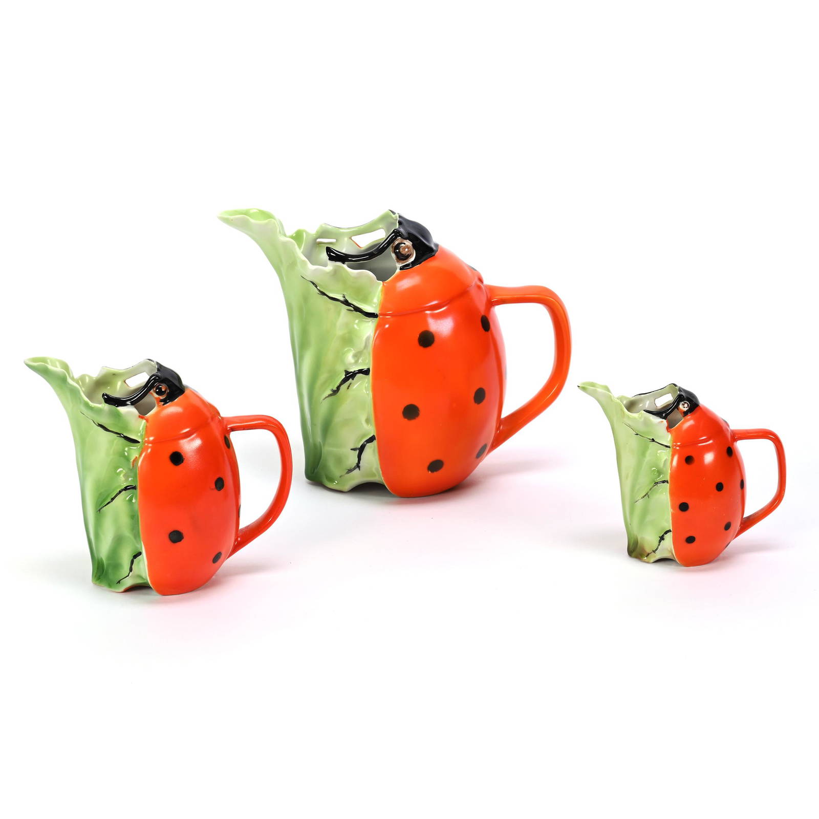 (3) Pitchers, Royal Bayreuth Blue Mark, Ladybug Auction