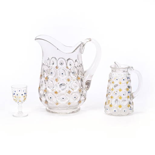 (3) Items, Jeweled Moon & Stars Pattern Glass
