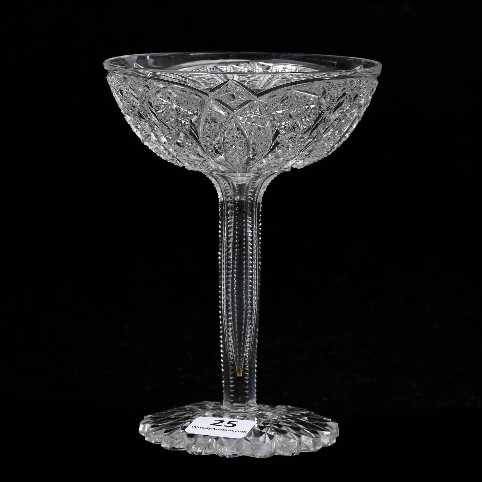 Champagne Stem, Abcg, Signed Libbey Aztec Pattern Auction