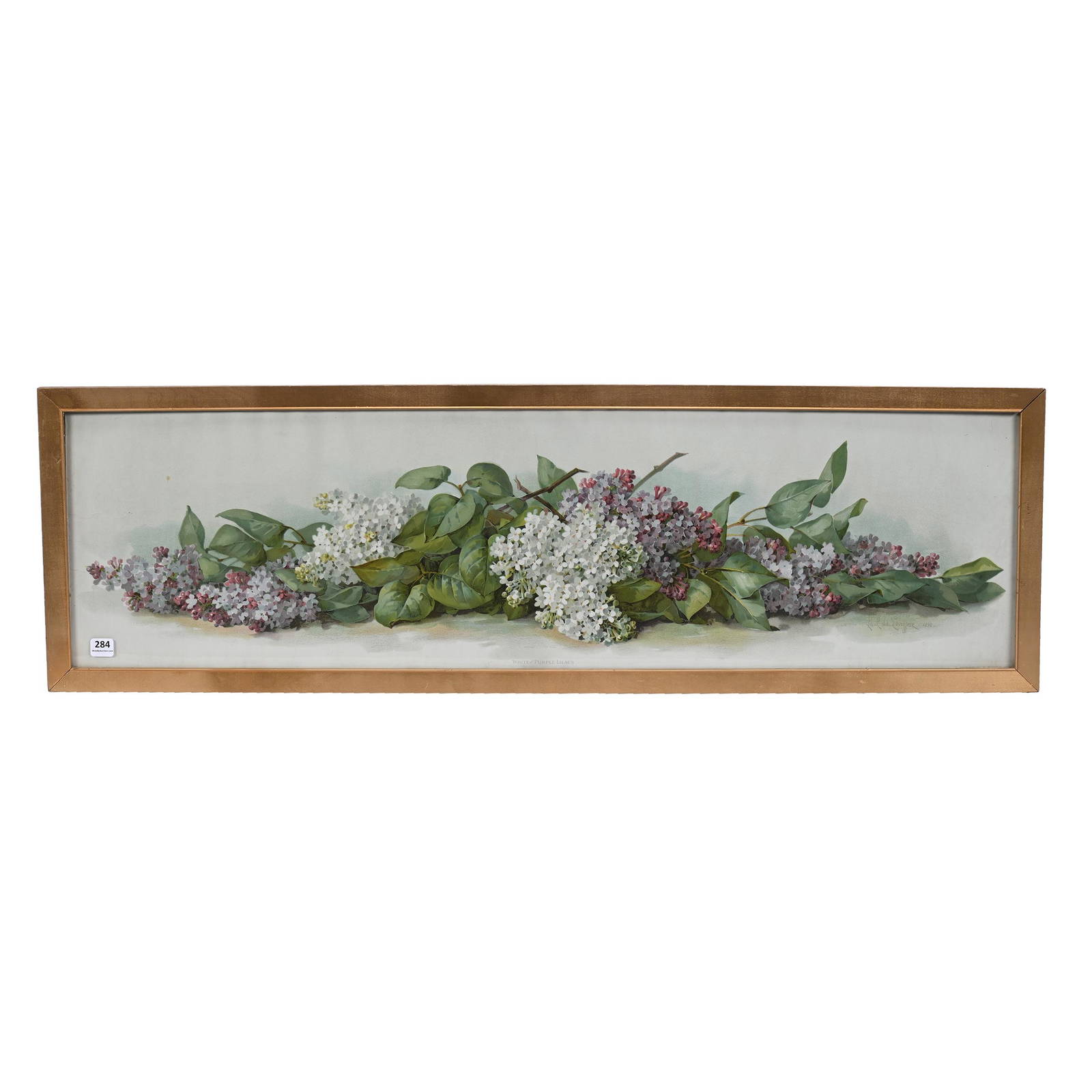 Framed Yard Long Print, "white & Purple Lilacs" Auction