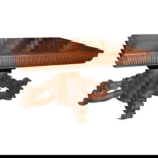 Solid Mahogany Horner Dining Table With Lion Heads