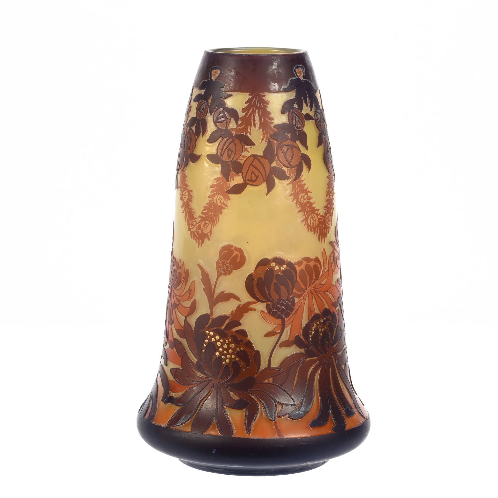 Vase Signed De Vez French Cameo Art Glass Auction