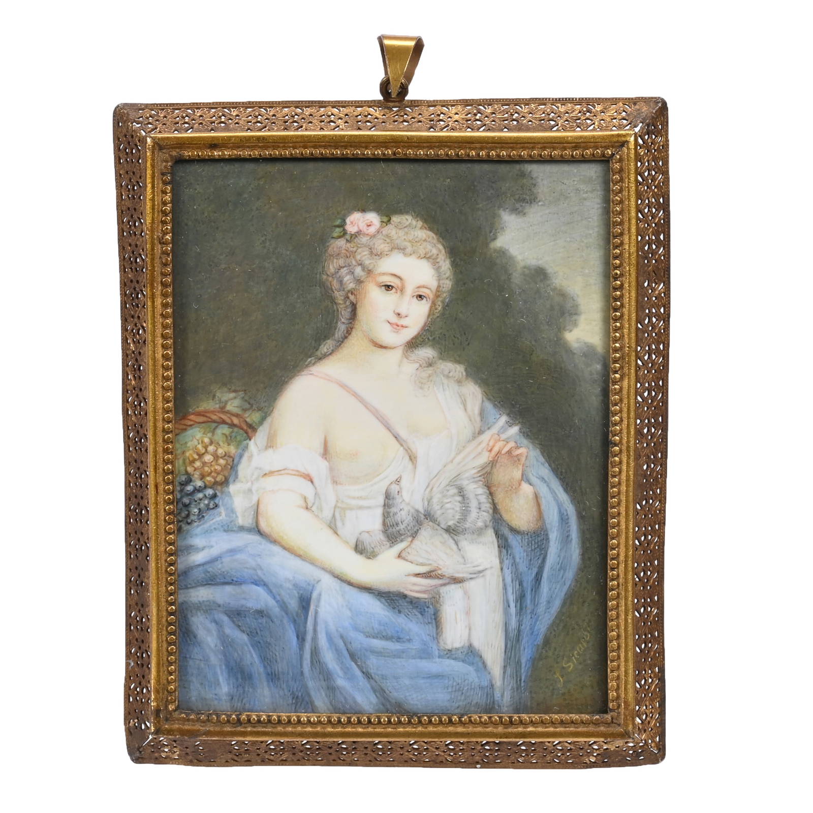 Miniature Portrait, Hand Painted On Early Panel Auction