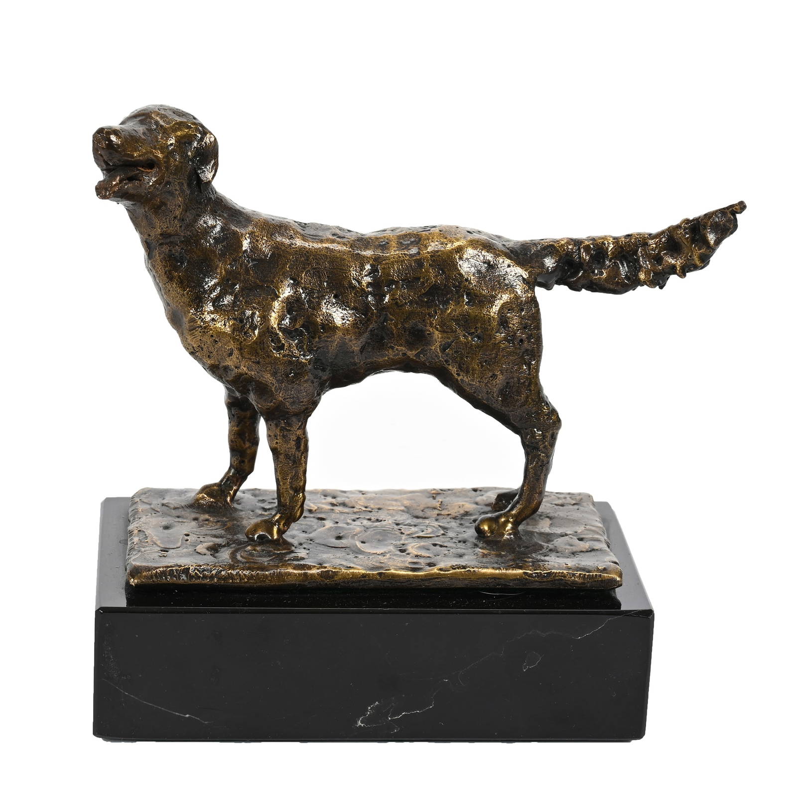 Bronze Figure Of Dog, Marble Base, Modern Auction