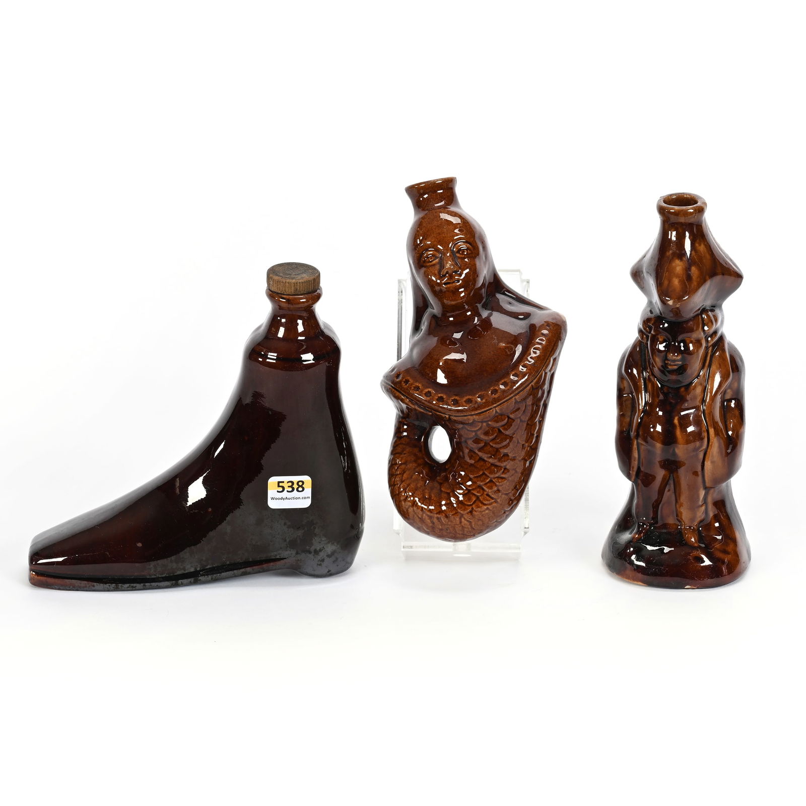 (3) Bennington Rockingham Glaze Pottery Flasks