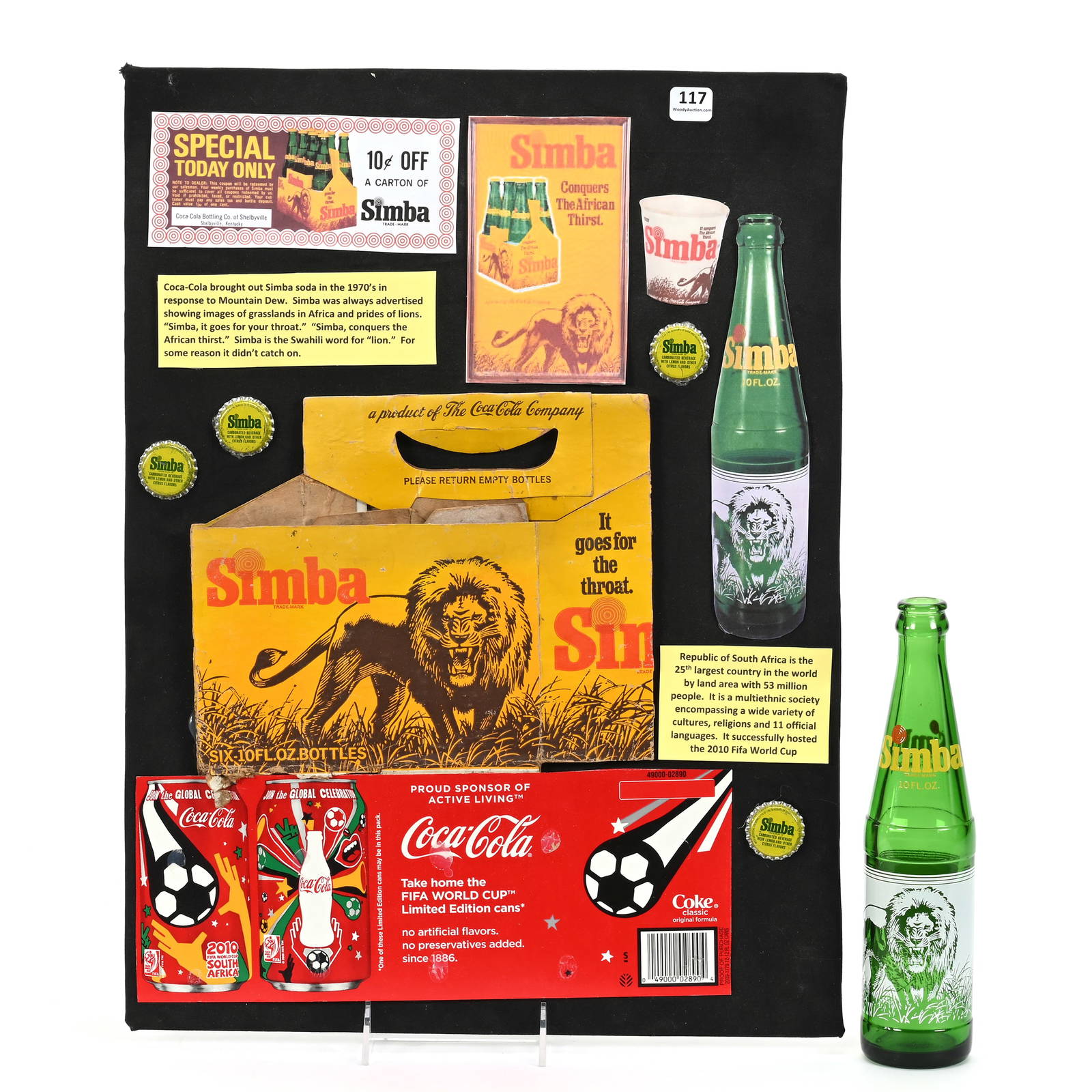 1980's Coca Cola Mounted Collage Of Simba Items Auction