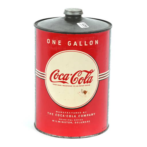 1930 40's Coca Cola Red Label Gallon Metal Syrup Can