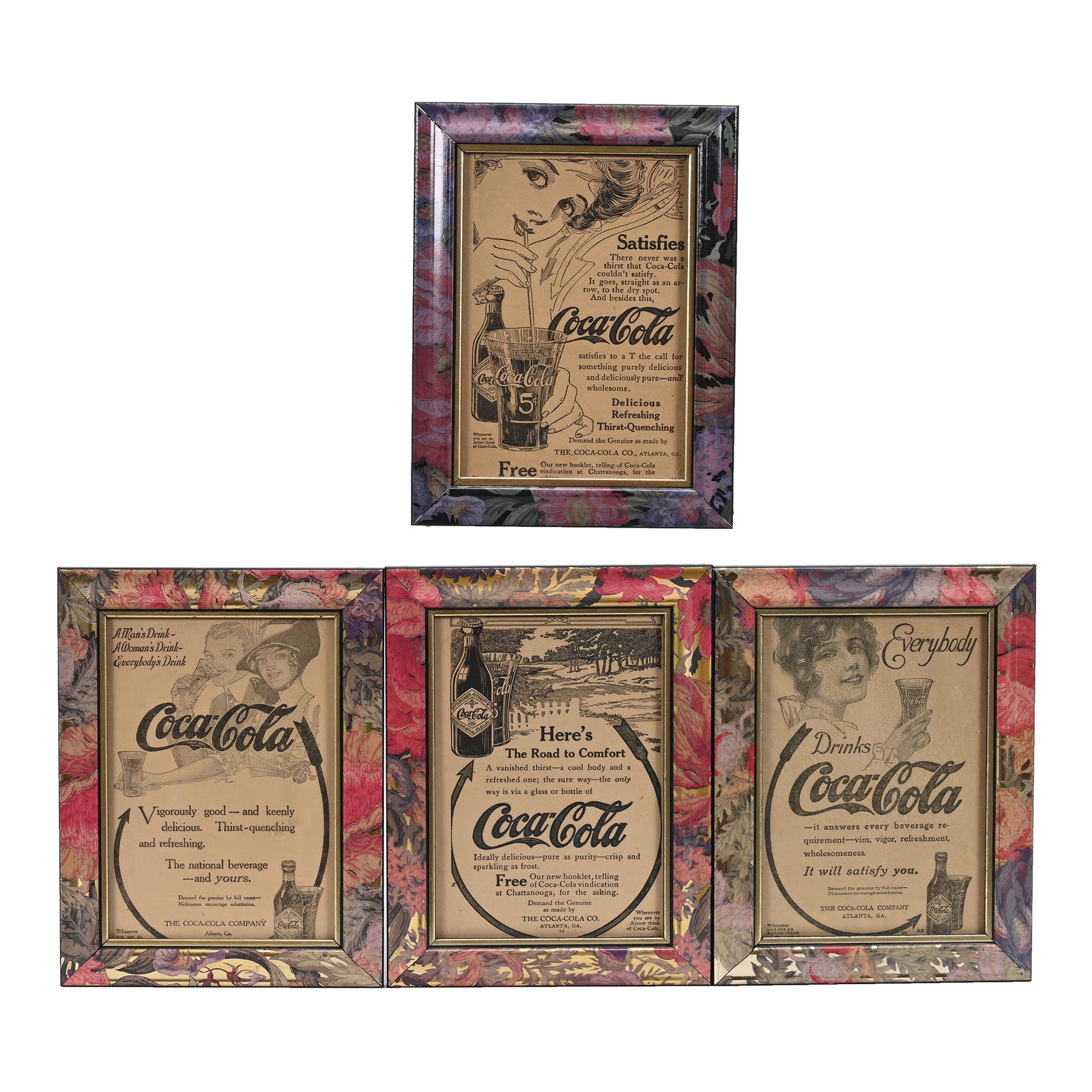 Early 1900's Coca Cola Framed Ads (4) Auction