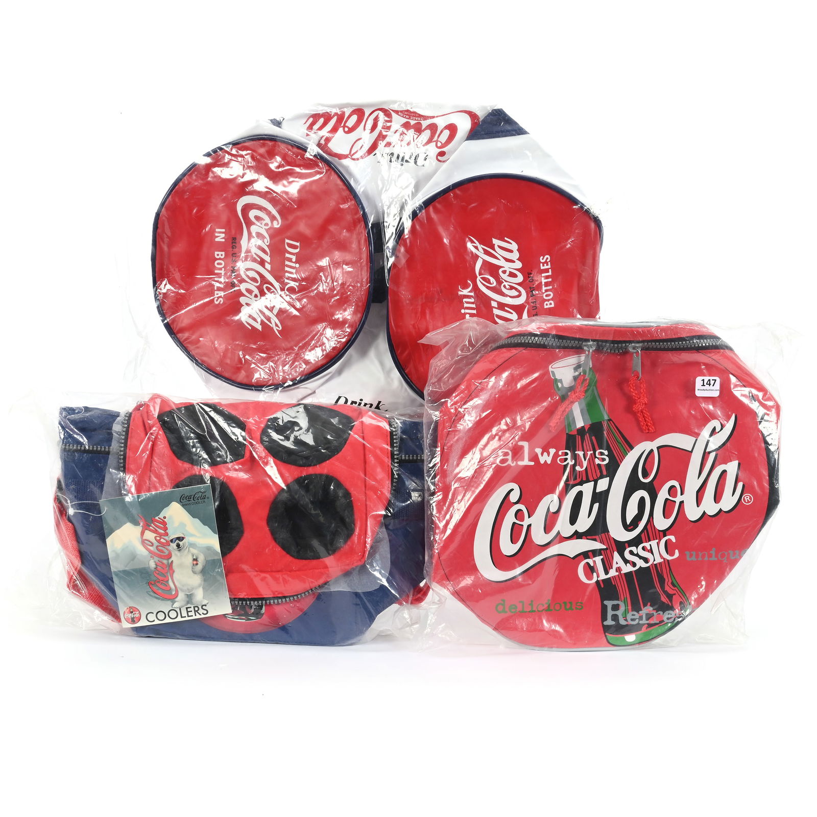 1990's (3) Coca Cola Vinyl Bags, Like New