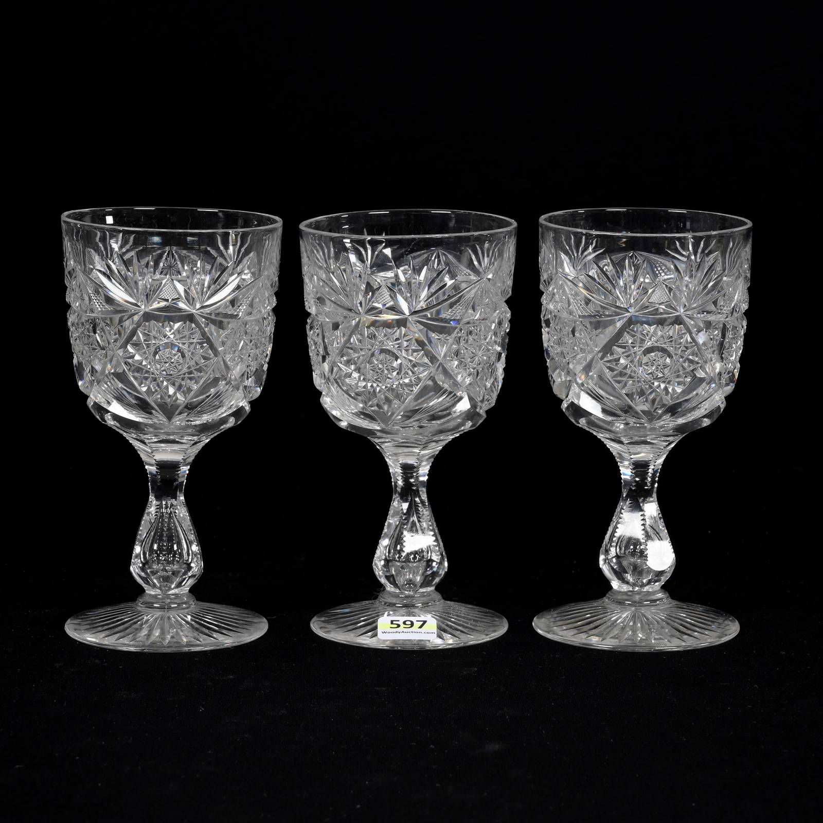 (3) Goblets, Abcg, Signed Libbey Colonna Pattern Auction