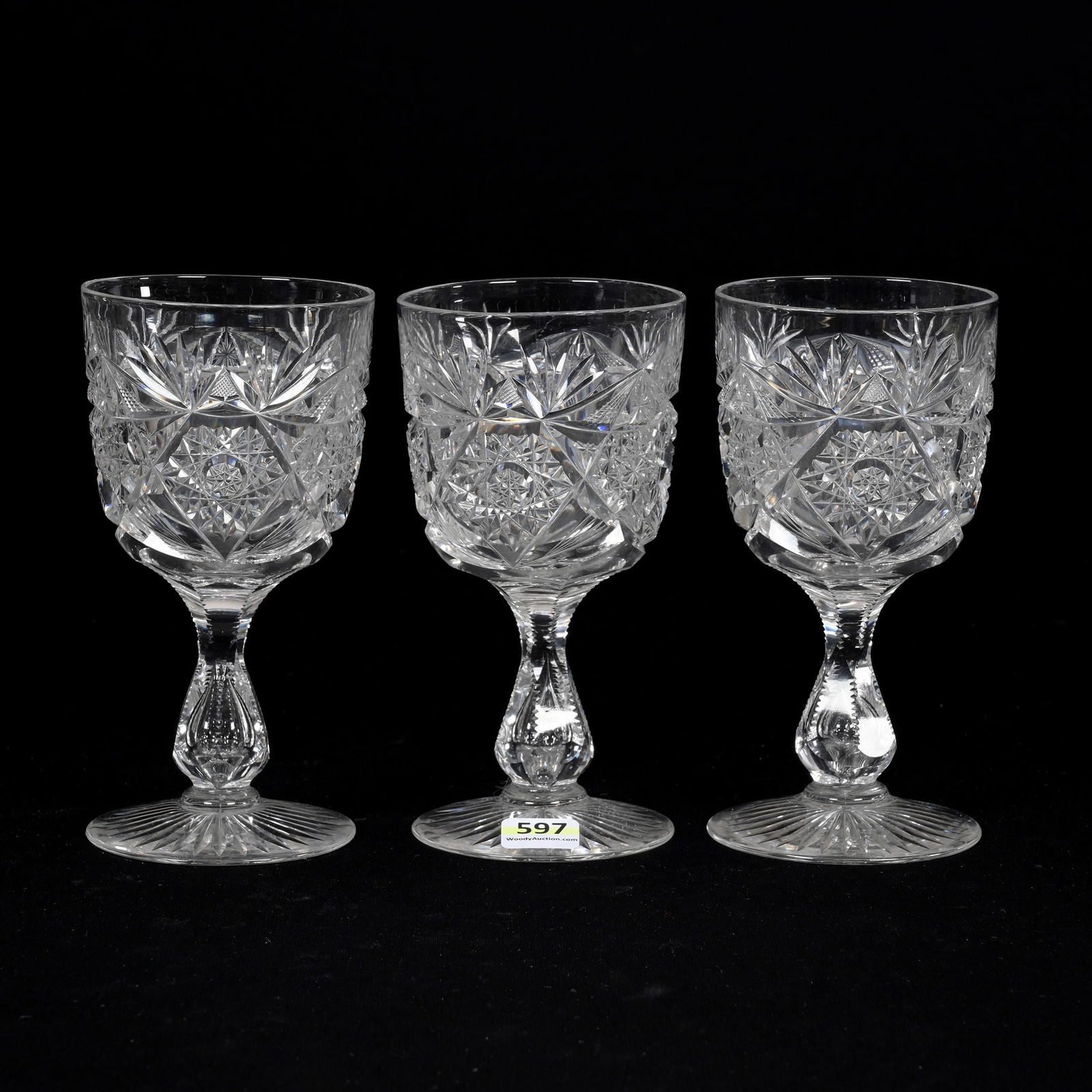 (3) Goblets, Abcg, Signed Libbey Colonna Pattern Auction