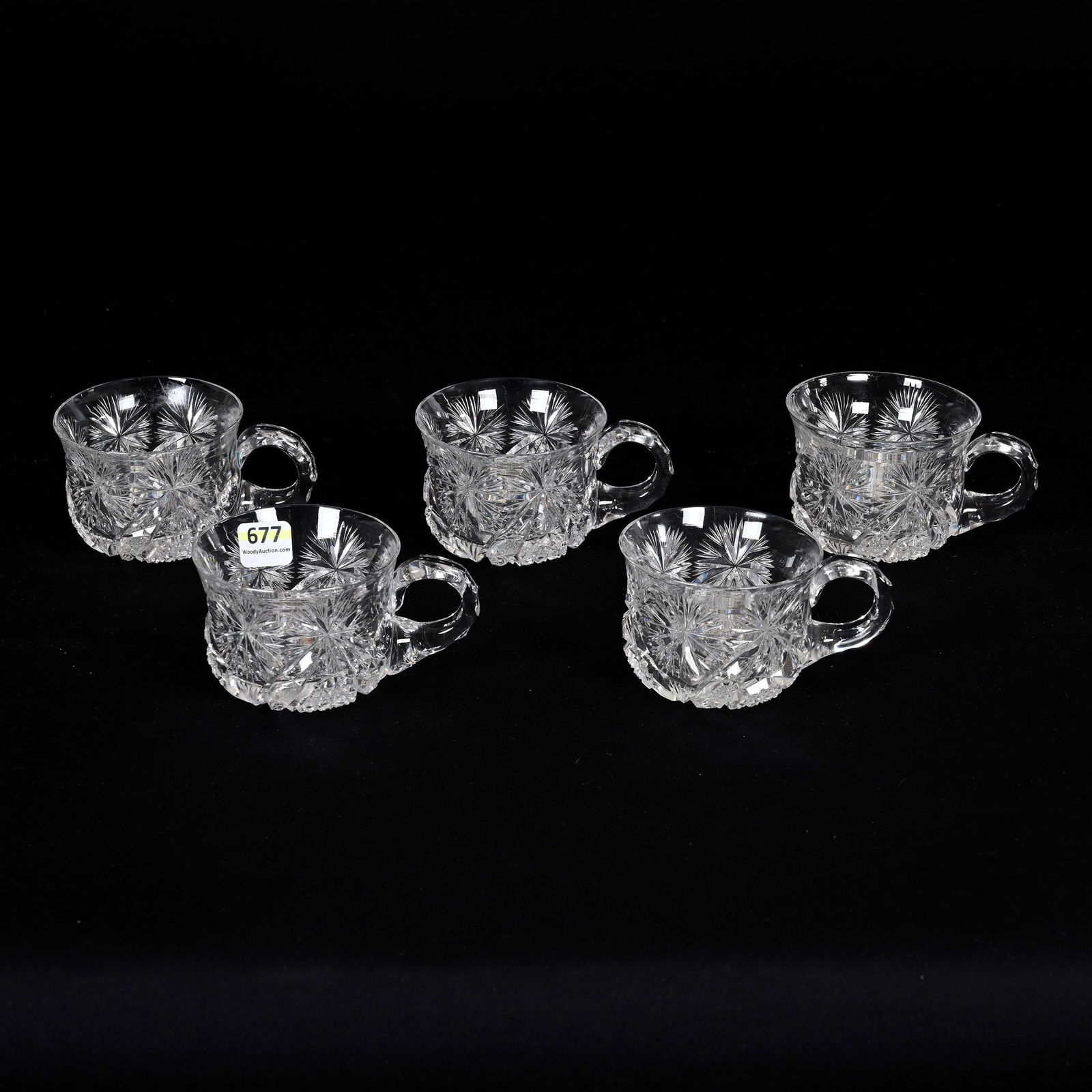 (5) Punch Cups, American Brilliant Cut Glass Auction