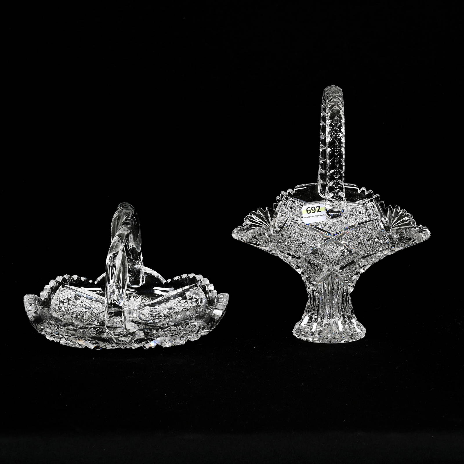 (2) Baskets, American Brilliant Cut Glass Auction