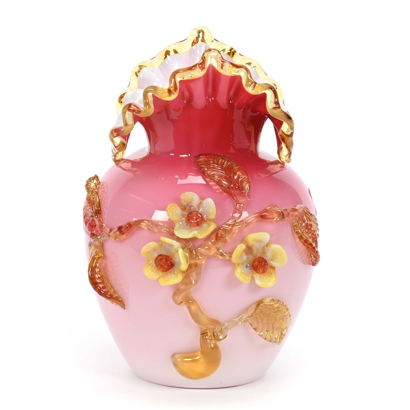 Vase, Stevens & Williams Peachblow Art Glass Auction