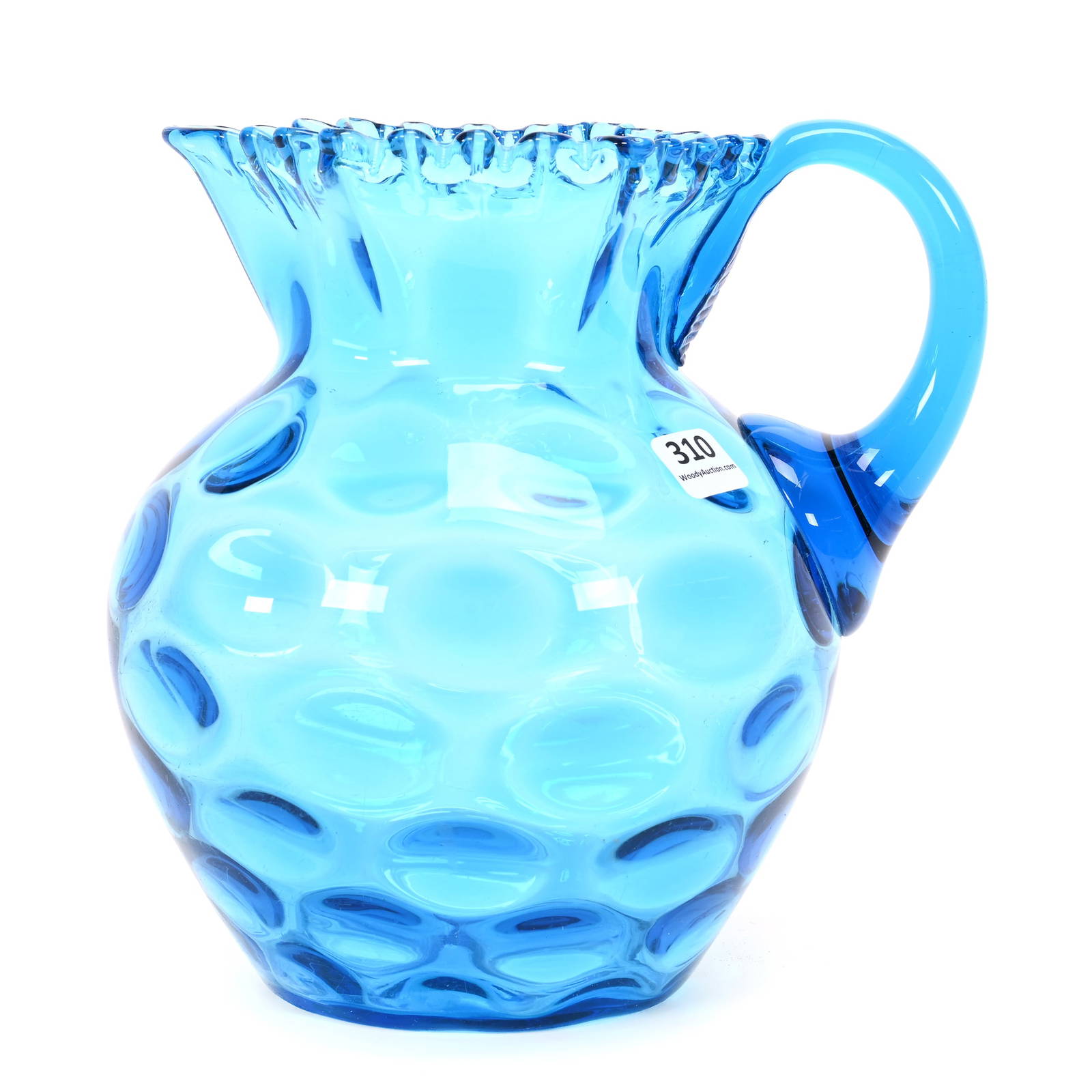 Pitcher, Blue Coinspot Art Glass Auction