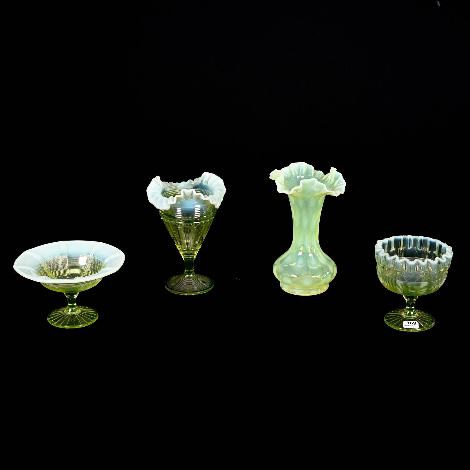 (4) Vaseline Opalescent Pattern Glass Items Auction