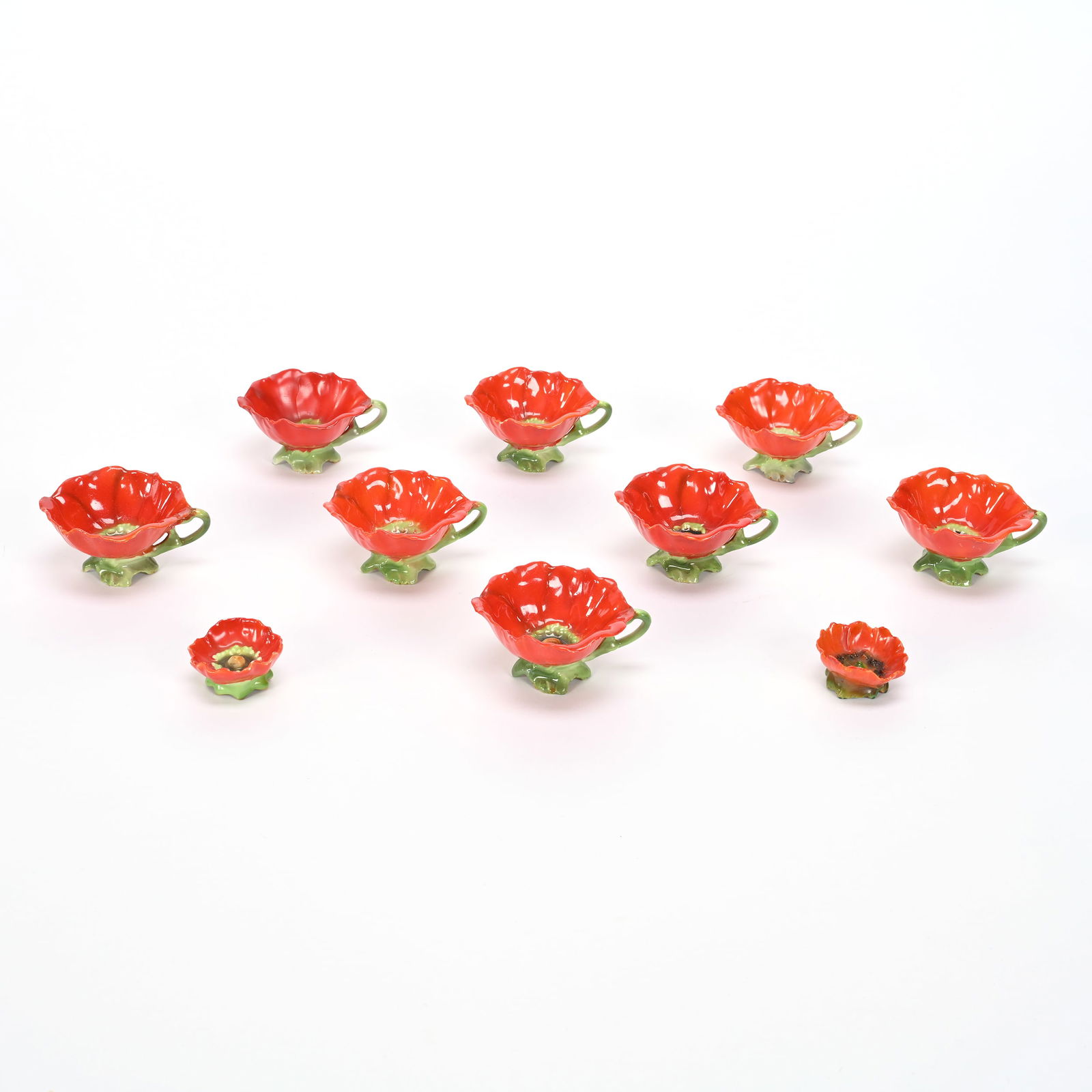 (10) Royal Bayreuth Red Poppy Items, Unmarked Auction