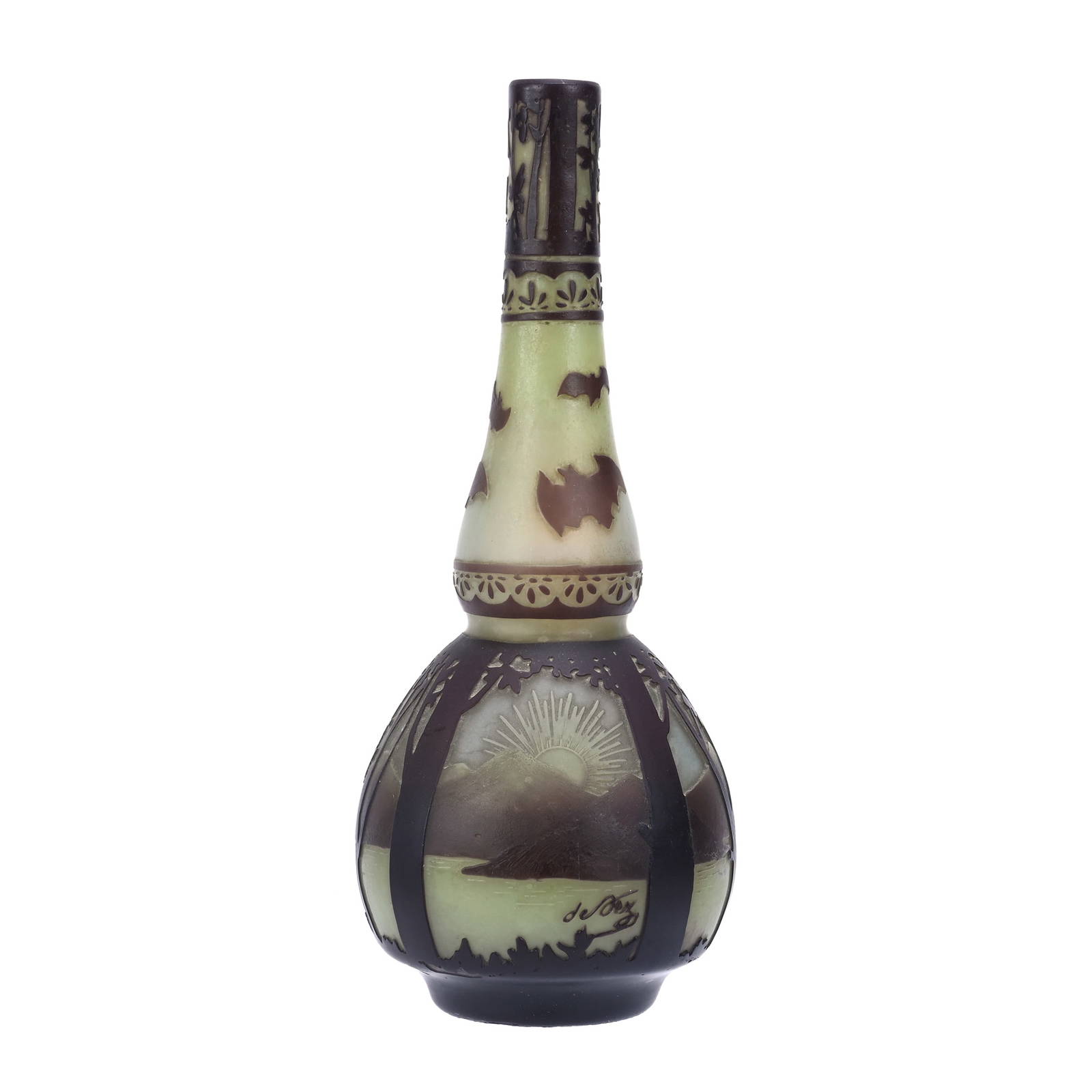 Vase Signed De Vez French Cameo Art Glass Auction