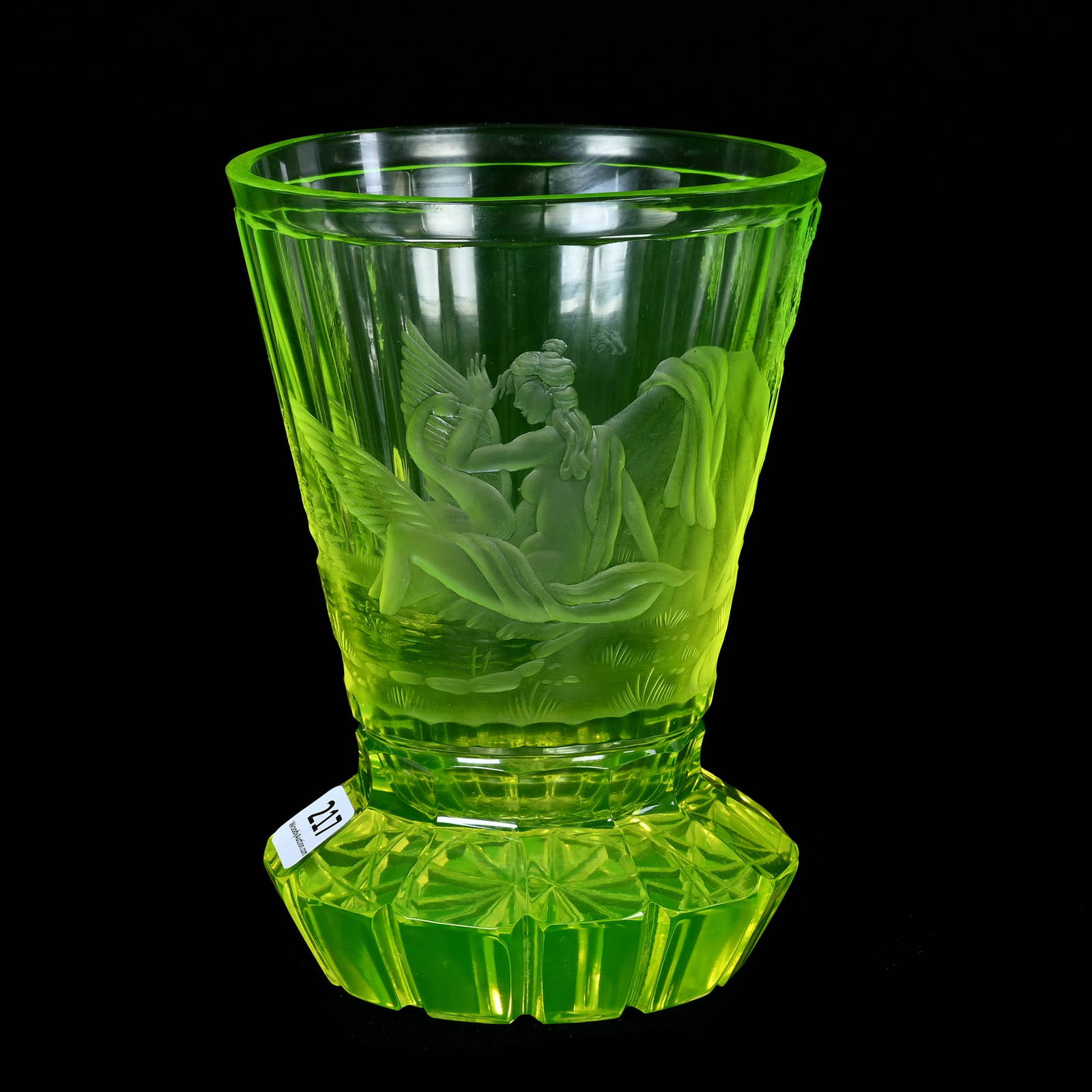 Large Beaker, Bohemian, Solid Vaseline Glass Auction