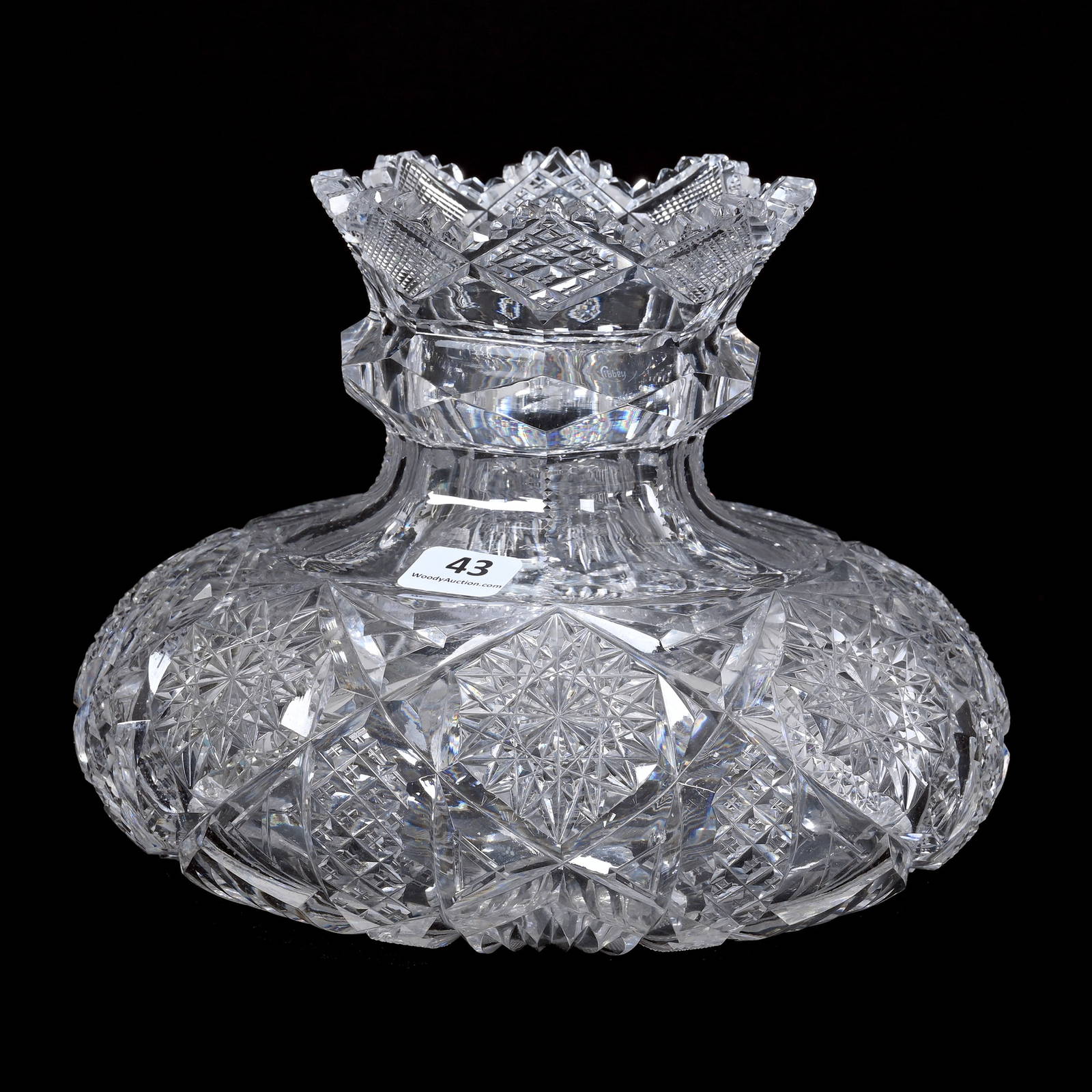 Flower Center, Abcg, Signed Libbey Empress Pattern Auction