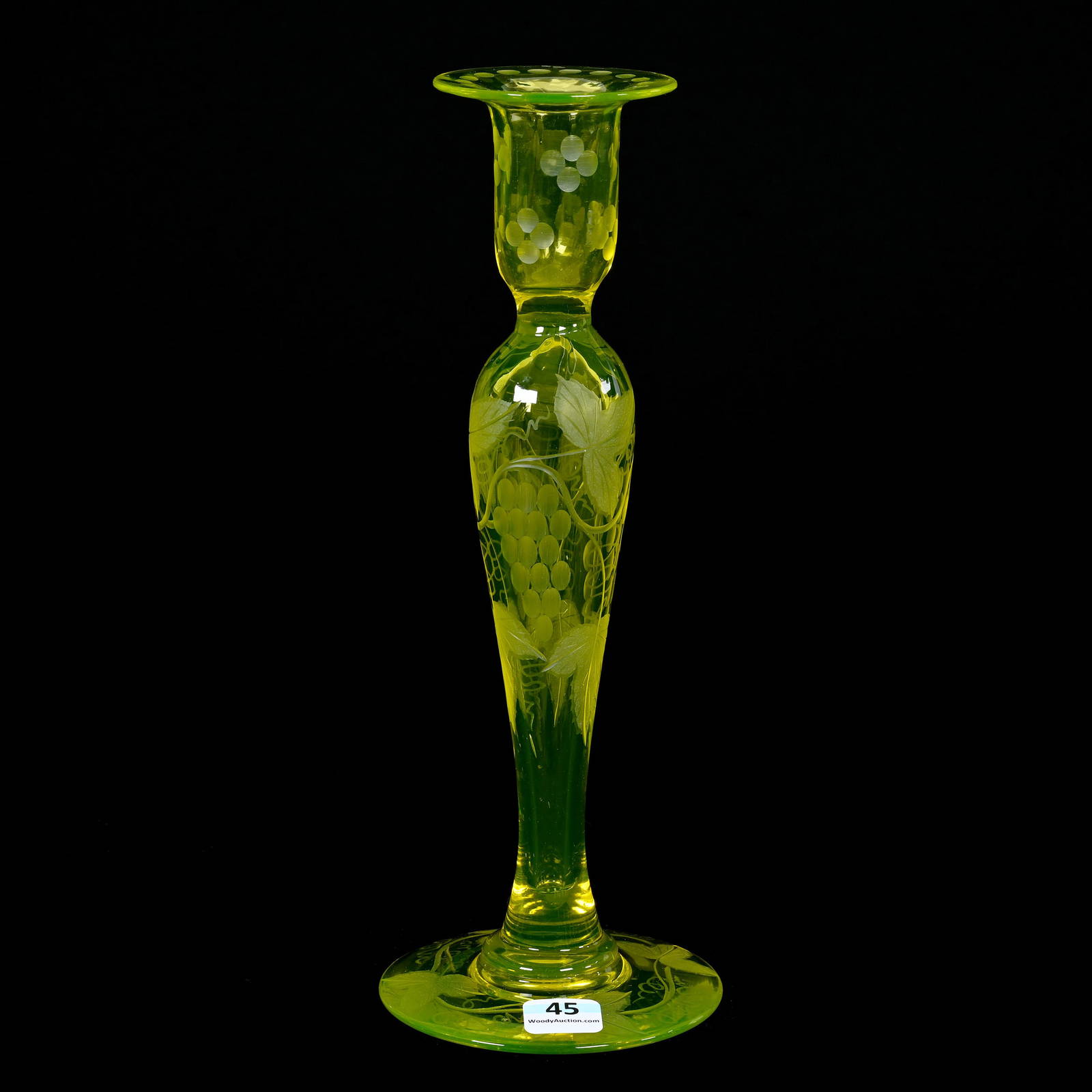 Candlestick, Abcg, Solid Vaseline Glass Auction