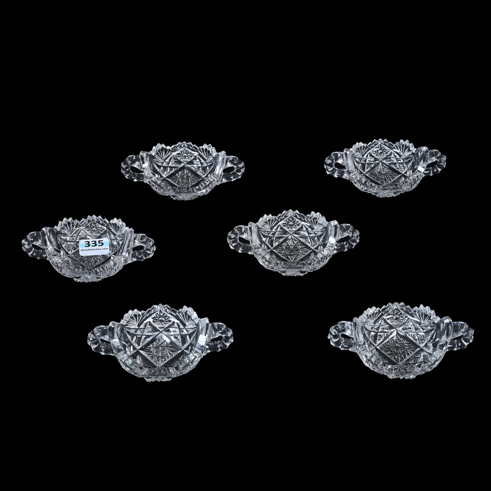 (6) Salt Dips, Two Handles, Nappy Shape, Abcg Auction