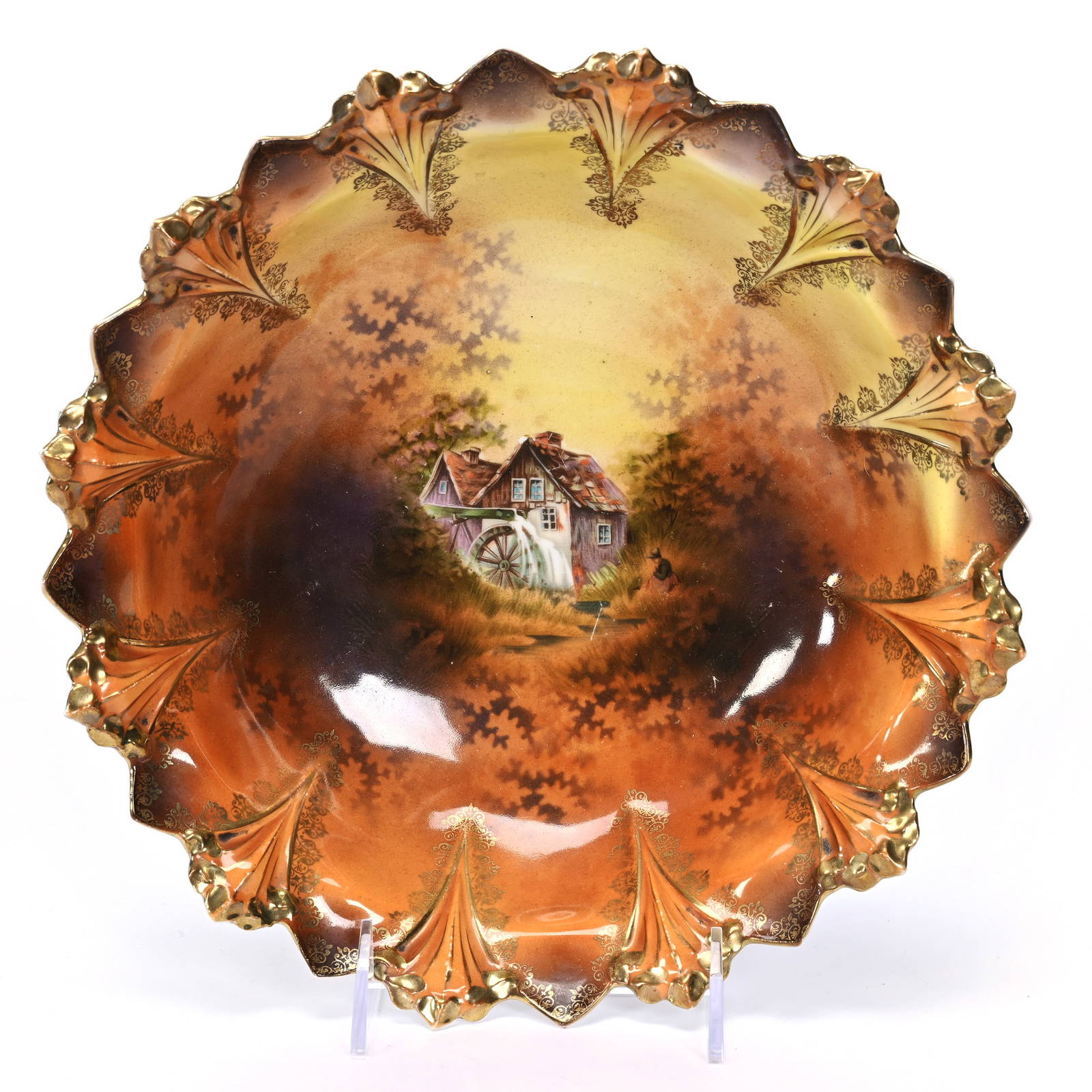 Bowl Marked R.s. Prussia, Sawtooth Mold, Mill Scenic Decor Auction