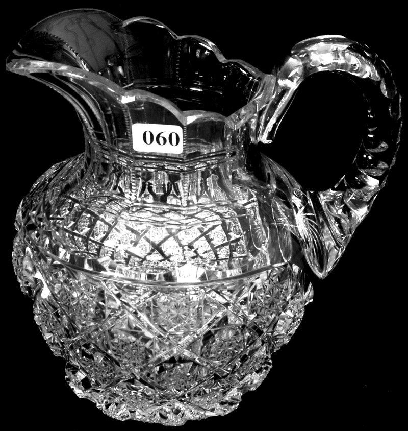 60: 7" AMERICAN BRILLIANT CUT GLASS WATER PITCHER