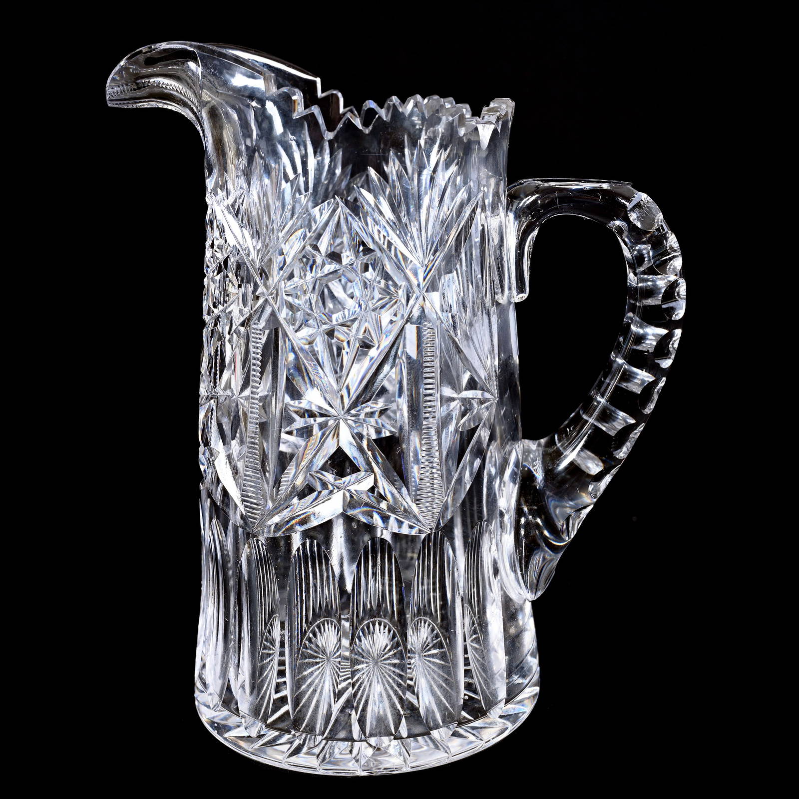 Pitcher, American Brilliant Cut Glass, Signed Sinclaire Auction