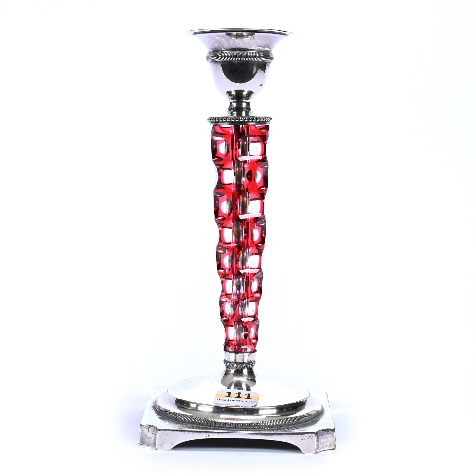 Candlestick, Abcg, Cranberry Cut To Clear By Pairpoint, Bullseye Cut ...