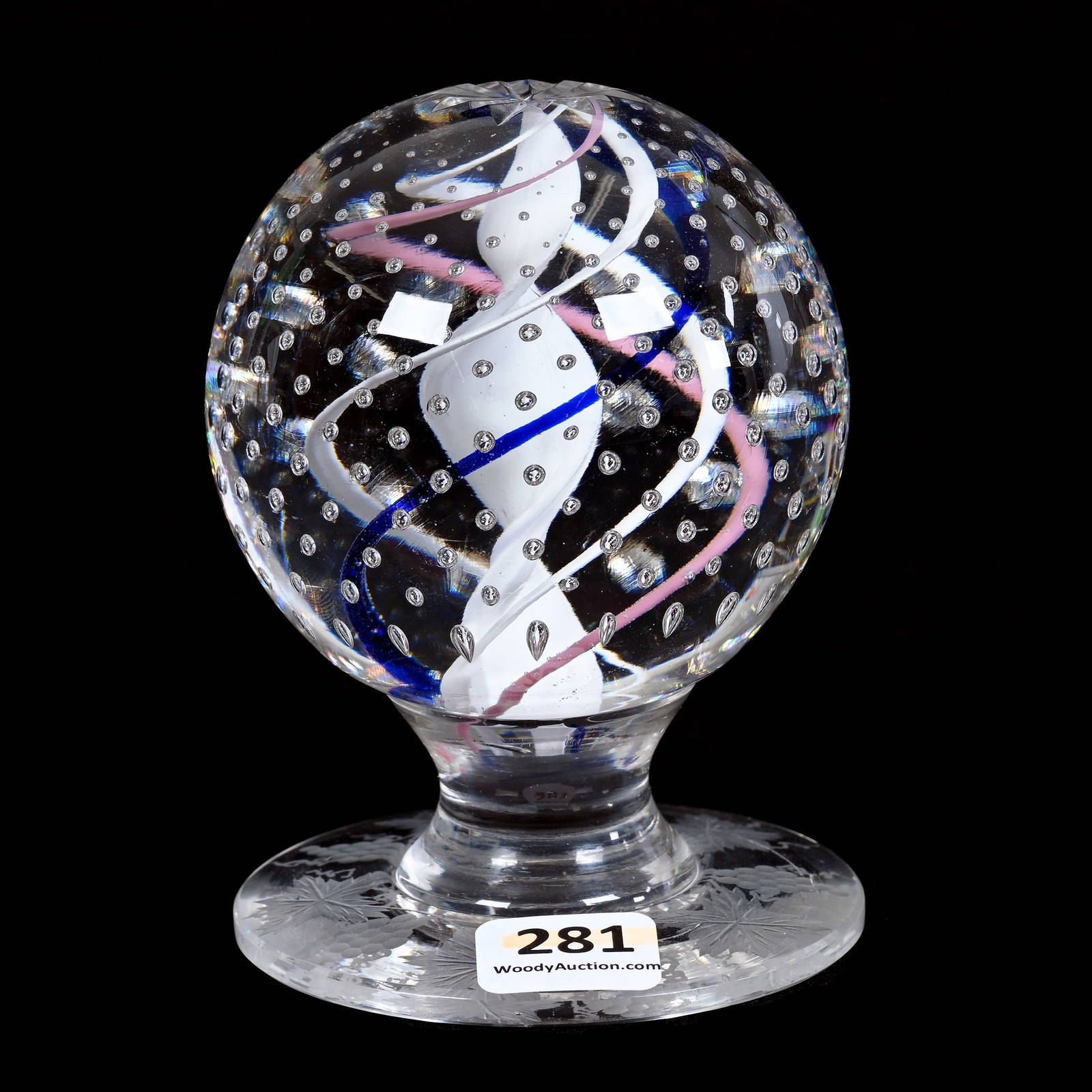 Pedestal Paperweight In Veneti Glass By Pairpoint Auction