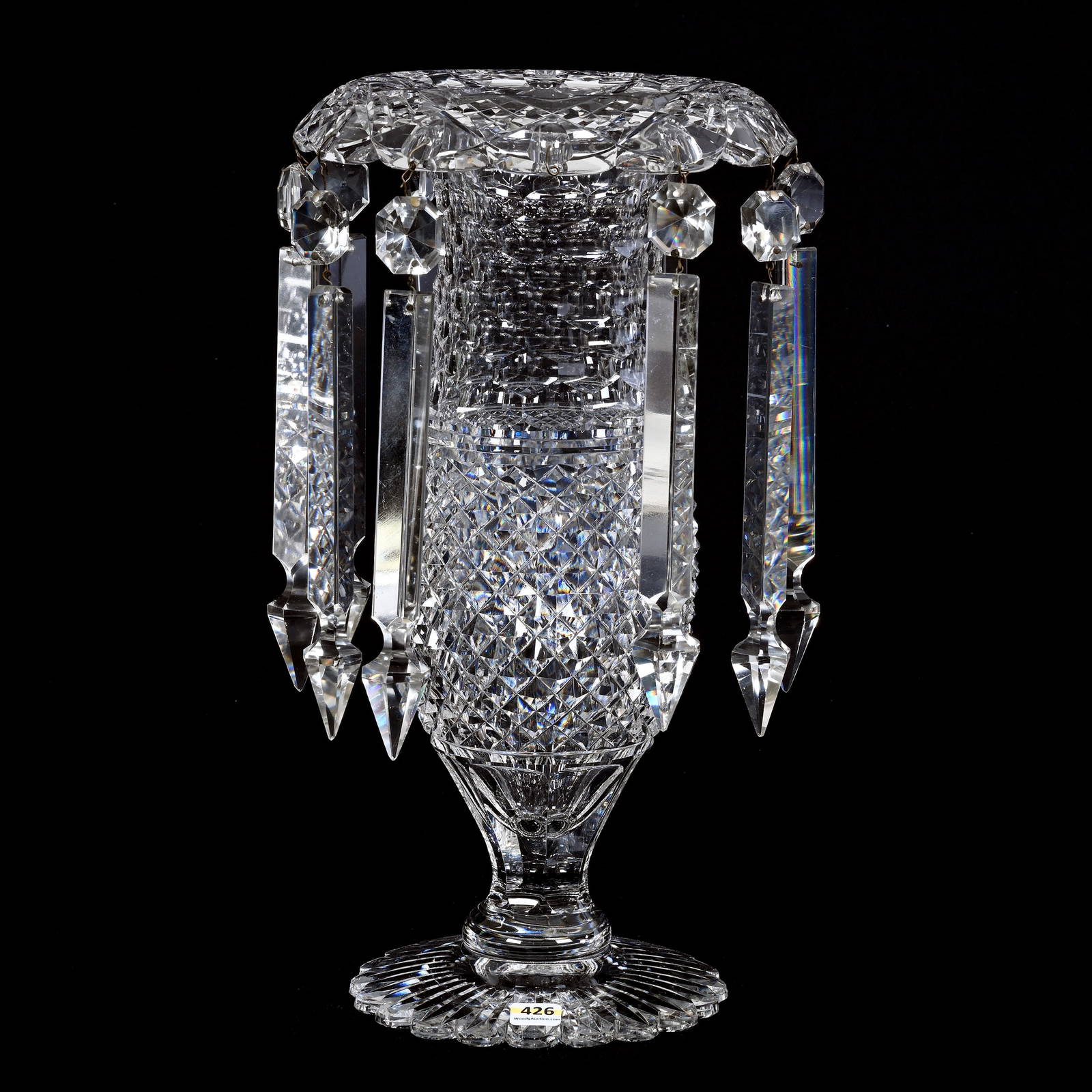 Pedestal Luster, Abcg, Raised Diamond Pattern, Scalloped Ray Cut Foot ...