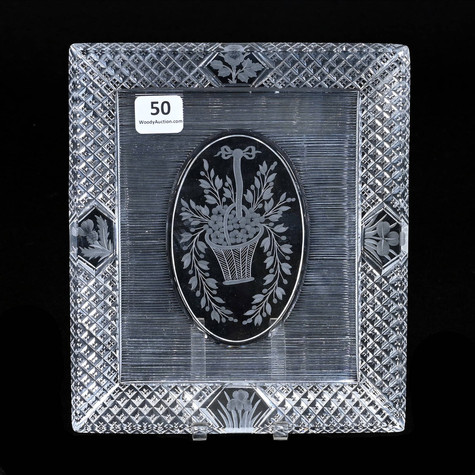 Plate, Cut Glass, Signed Sinclaire Diamonds & Silver Threads Pattern ...