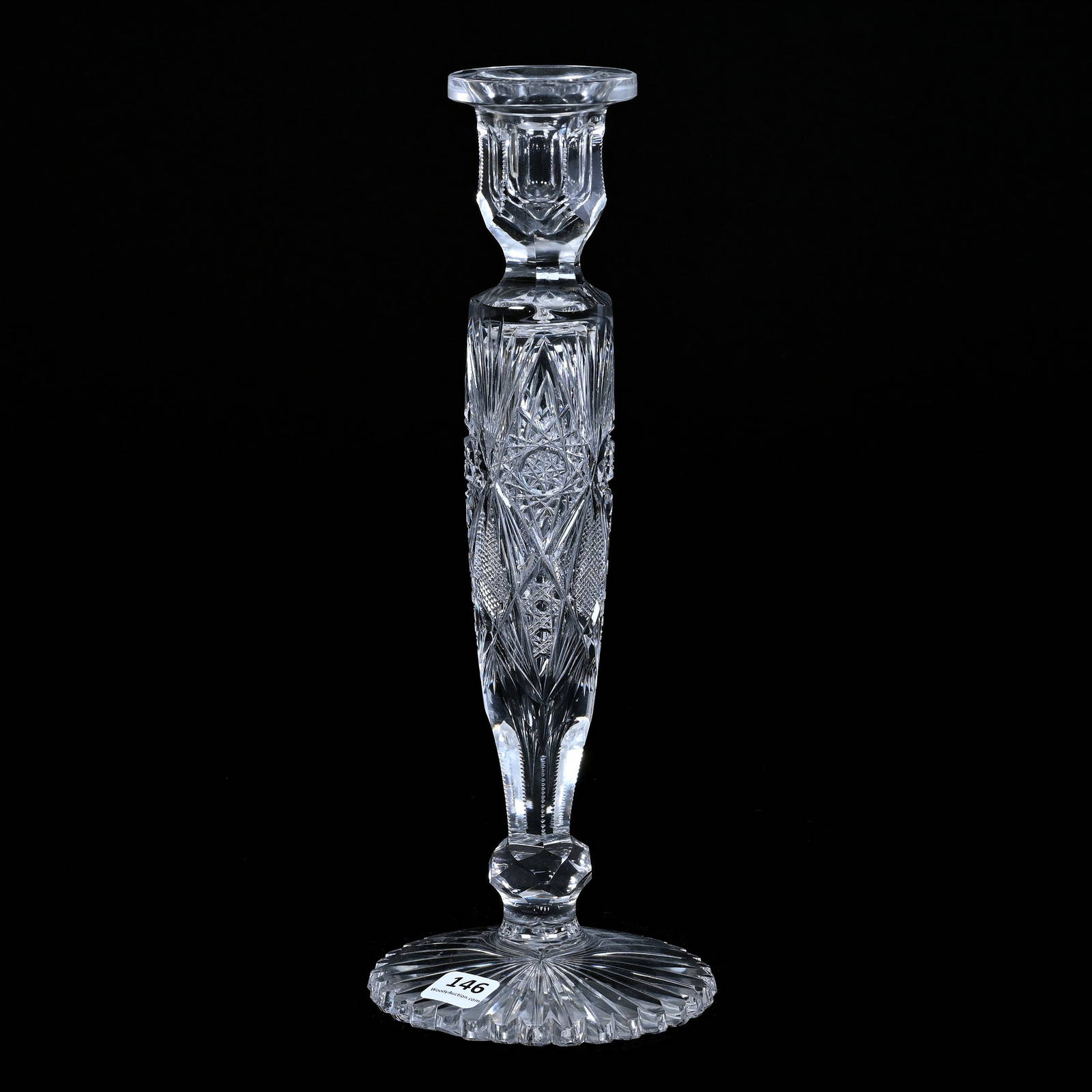 Candlestick Holder, Cut Glass, Hobstar, Cane, Strawberry Diamond, And ...