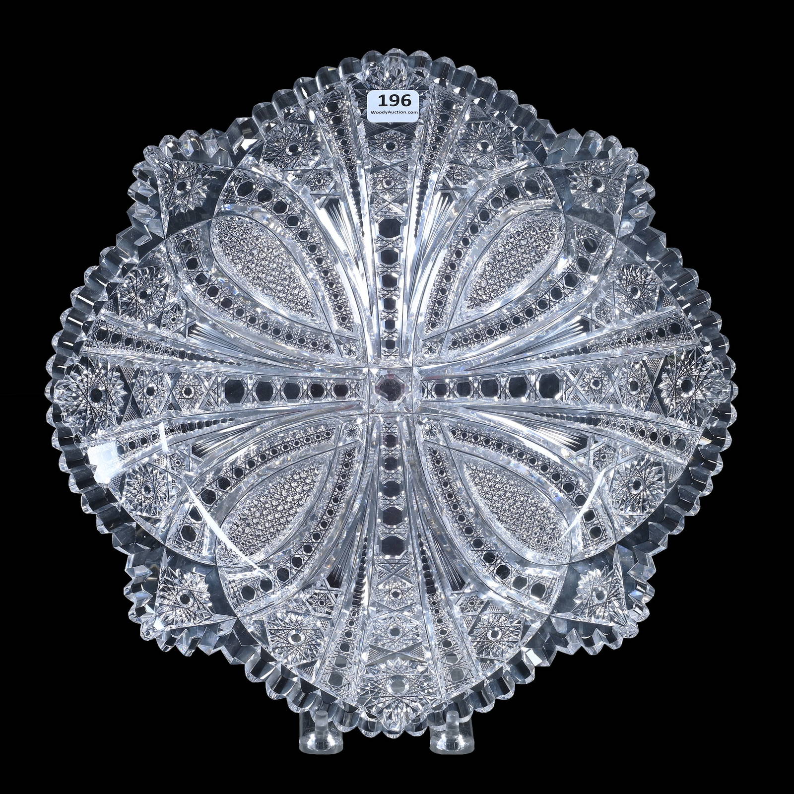 Round Tray, Cut Glass, Signed Libbey Aztec Pattern, Exceptional Example ...