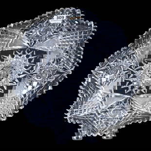 Round Tray, Cut Glass, Signed Hawkes Panel Pattern, Superb Example Auction