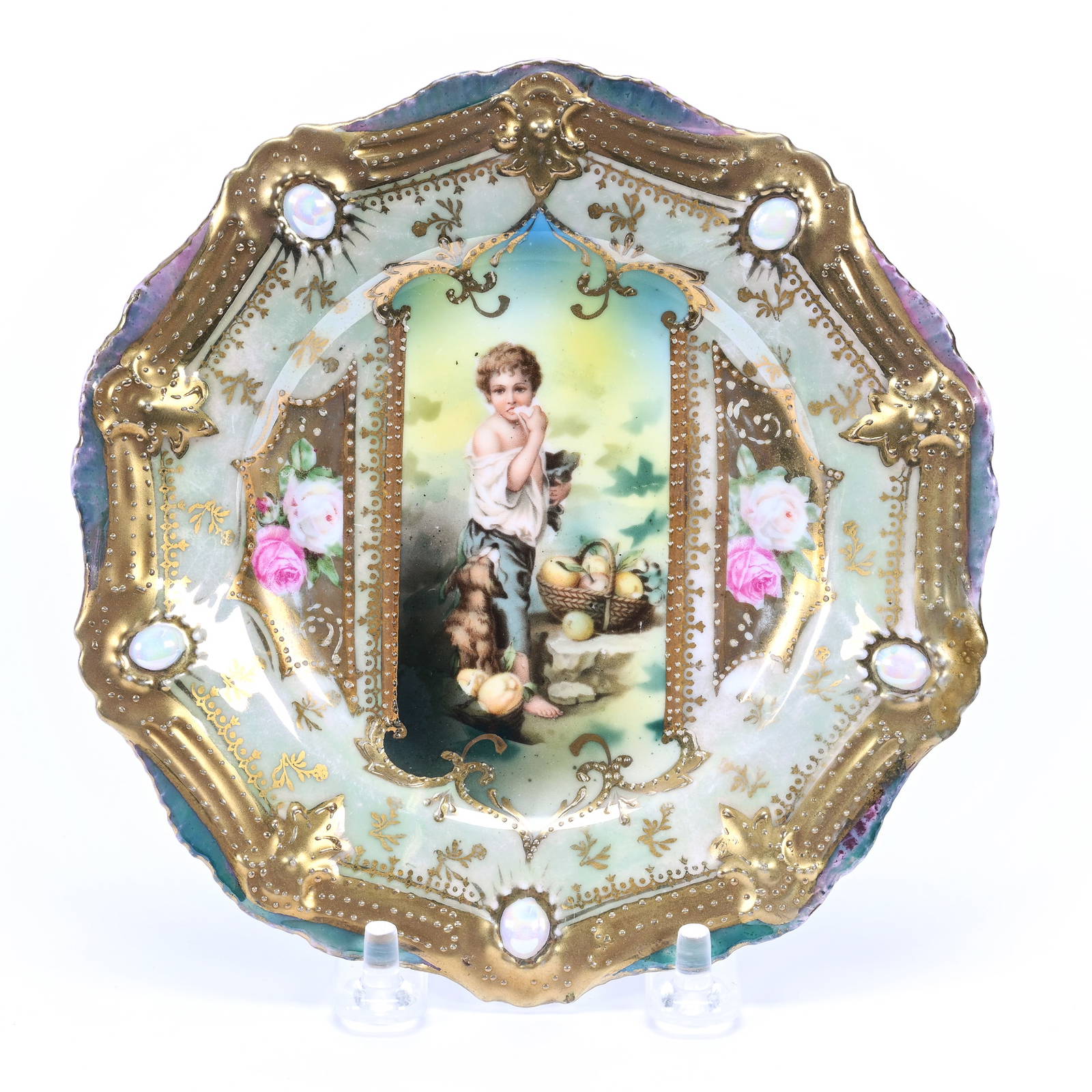 Plate Marked R.s. Prussia, Ribbon And Jewel Mold Auction